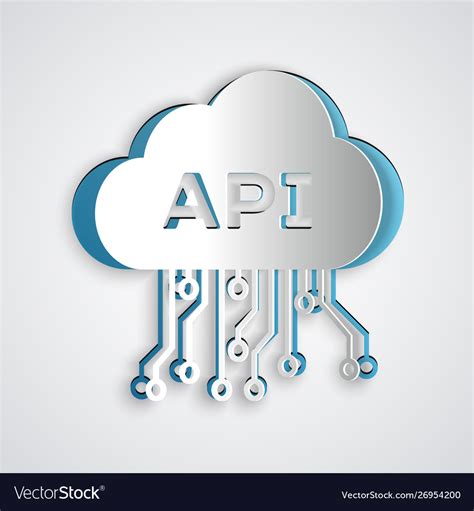 Paper Cut Cloud Api Interface Icon Isolated Vector Image