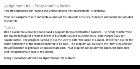 Solved Assignment 1 Programming Basics You Are