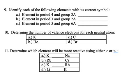 Solved Identify Each Of The Following Elements With Its Chegg Com