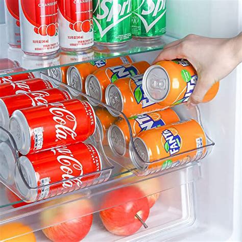 Puricon 2 Pack Can Drink Dispenser Organizer For Refrigerator Clear Plastic Soda Pop Can Holder