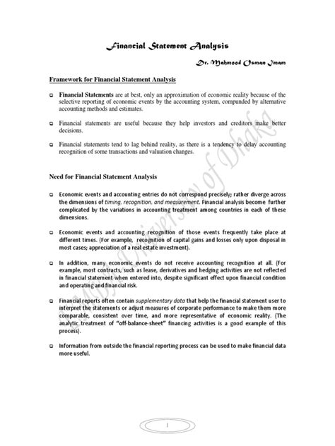 Financial Statement Analysis Framework Pdf Balance Sheet