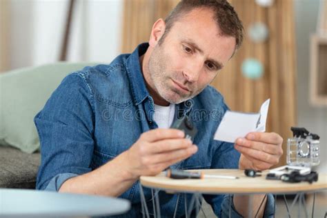 Man Installing Surveillance Cctv Cameras At Home Stock Image Image Of Repairman Digital
