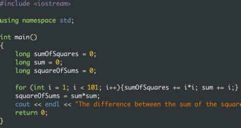 Project Euler 6 Sum Square Difference Jmatthewturner