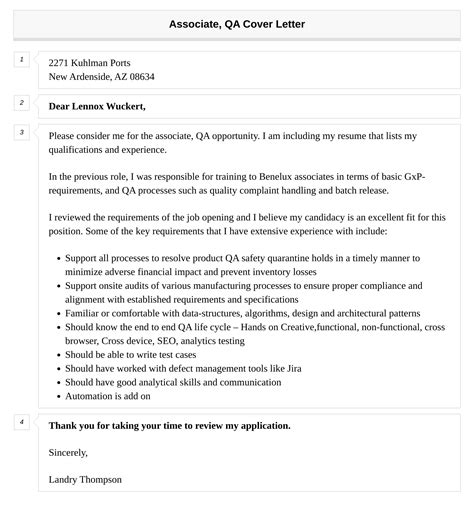 Associate QA Cover Letter Velvet Jobs