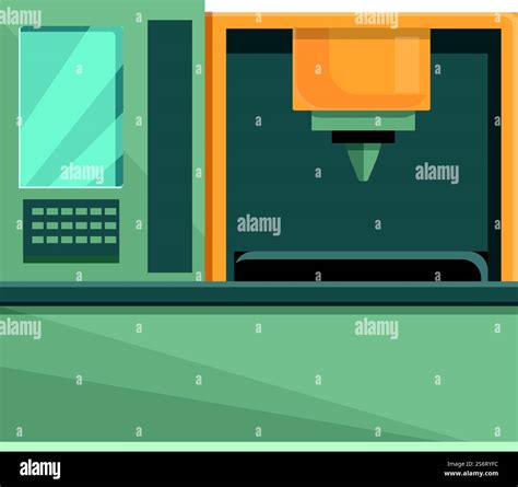 Cnc Equipment Icon Cartoon Vector Machine Factory Industry Lather Cnc Equipment Icon Cartoon