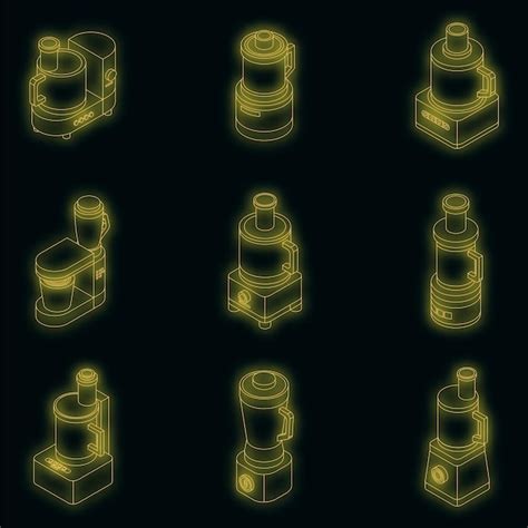 Premium Vector Food Processor Icons Set Vector Neon