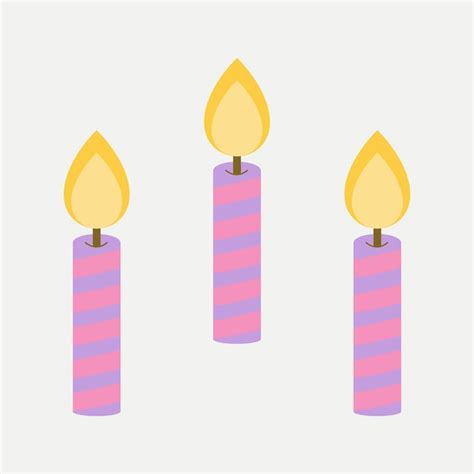 Premium Vector Candles For A Birthday Cake With A Burning Flame