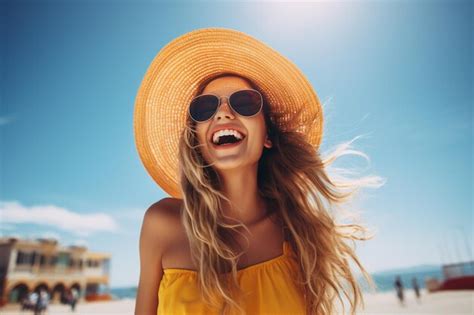 Premium Ai Image A Young Asian Woman In Sunglasses Enjoying Summer