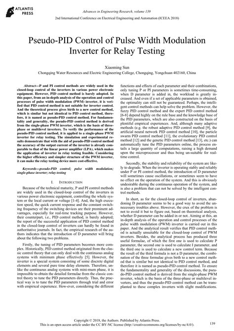 Pdf Pseudo Pid Control Of Pulse Width Modulation Inverter For Relay Testing