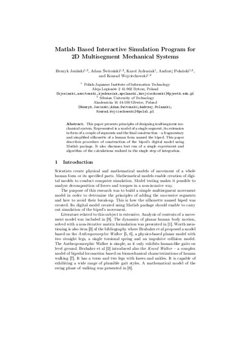 Pdf Matlab Based Interactive Simulation Program For 2d Multisegment