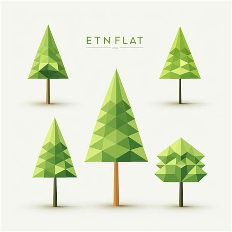 Premium Photo Set Of Polygon Trees Cartoon Style Icon