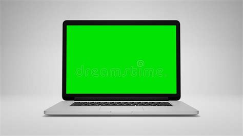 3d Modern Laptop Computer Showing Green Chroma Key Screen On White