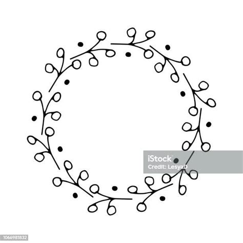 라운드 프레임 설정 손으로 그린 크리스마스 화 환 한다면 벡터 일러스트 레이 션 0명에 대한 스톡 벡터 아트 및 기타 이미지 0명 12월 겨울 Istock