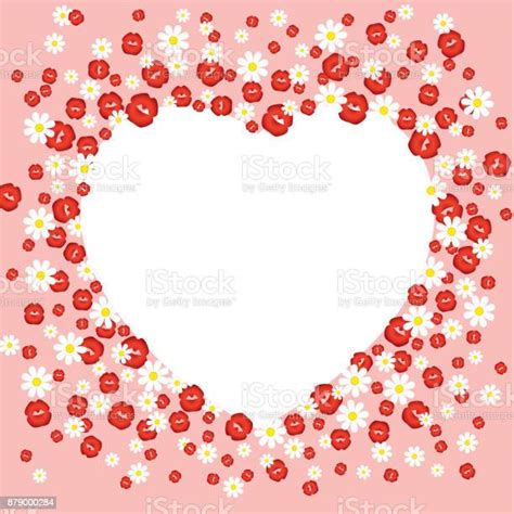 심 혼의 형태로 키스와 꽃 배경입니다 벡터 일러스트 레이 션 공휴일에 대한 스톡 벡터 아트 및 기타 이미지 공휴일 꽃 나무 꽃 식물 Istock