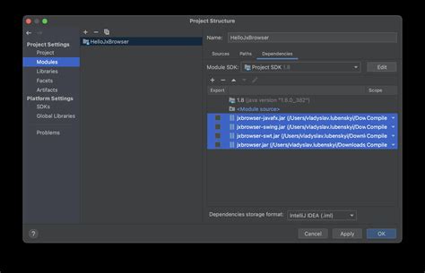 Configuring Intellij Idea Jxbrowser