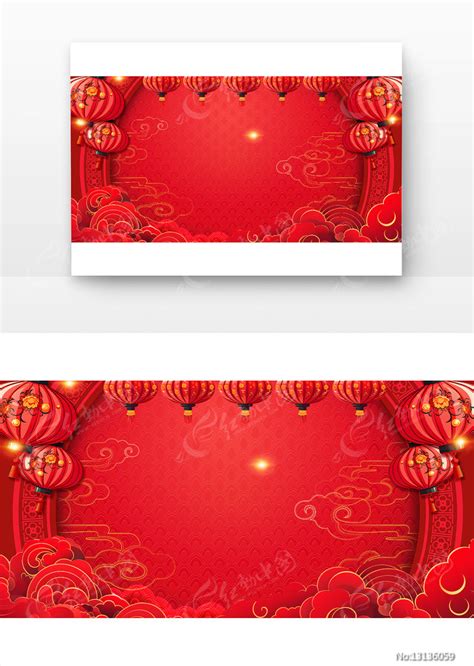 红色喜庆元旦新春新年舞台背景设计图片下载红动中国