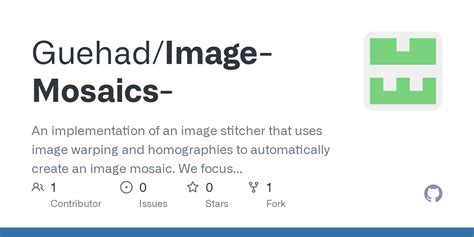 GitHub Guehad Image Mosaics An Implementation Of An Image Stitcher That Uses Image Warping