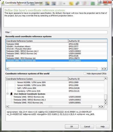 Qgis Predefined CRS And Custom CRS Problem With Borneo Projection Geographic Information