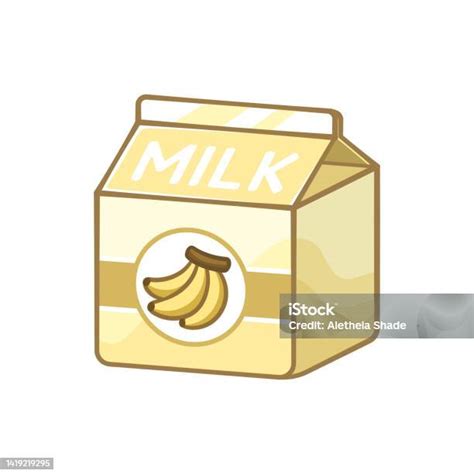 작은 바나나 우유 판지 클립 아트 요소 귀여운 심플한 플랫 벡터 일러스트 디자인 바나나 과일 맛 유제품 음료 인쇄 기호 기호 과일에 대한 스톡 벡터 아트 및 기타 이미지