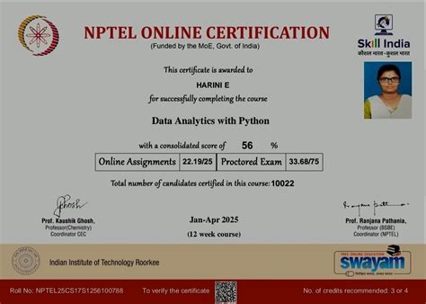Skillindia Nptel Swayam Dataanalyticswithpython Harini Eswaran