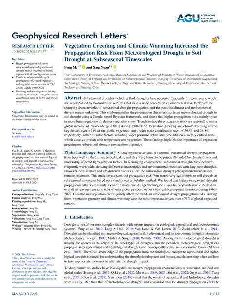 Pdf Vegetation Greening And Climate Warming Increased The Propagation Risk From Meteorological