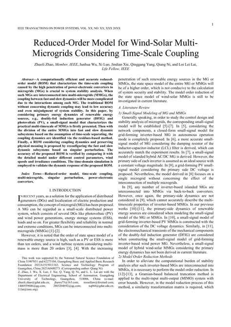 Pdf Reduced Order Model For Wind Solar Multi Microgrids Considering Time Scale Coupling