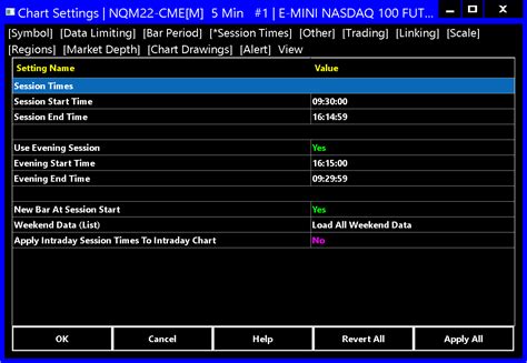Settings Windows Interface Sierra Chart