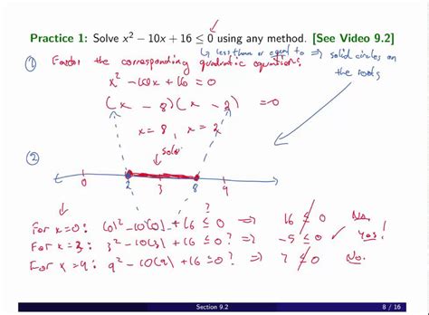 Section 92 Quadratic Inequalities In One Variable Youtube