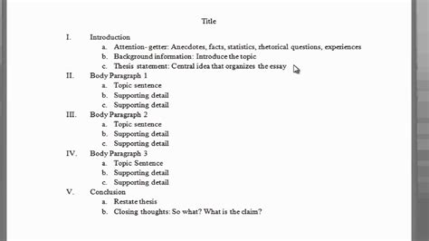 Introduction Paragraph Outline Example