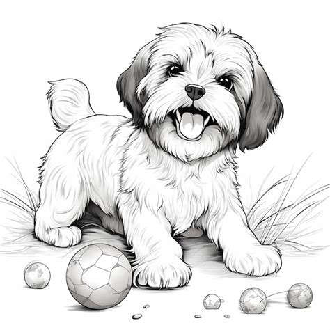 Livro De Colorir Adulto Para Colorir De Relaxamento Com Cachorro Shih Tzu Dormindo Foto Premium