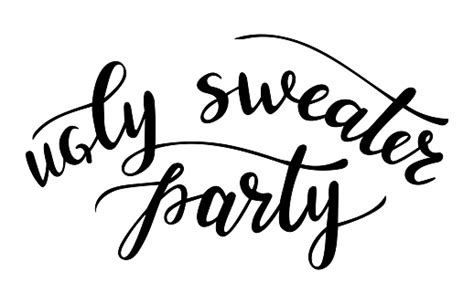 못생긴 스웨터 파티 손 레터링 겨울 철과 크리스마스 휴일 따옴표와 카드 배너 포스터 머그잔 스크랩북 베개 케이스 전화 케이스 및