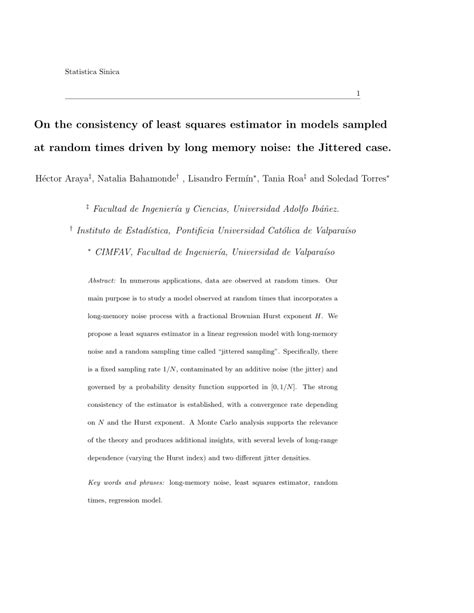 Pdf On The Consistency Of The Least Squares Estimator In Models