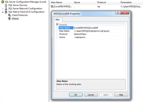 Sql Server Alias SQLEXPRESS To LocalDB MSSQLLocalDB Stack Overflow