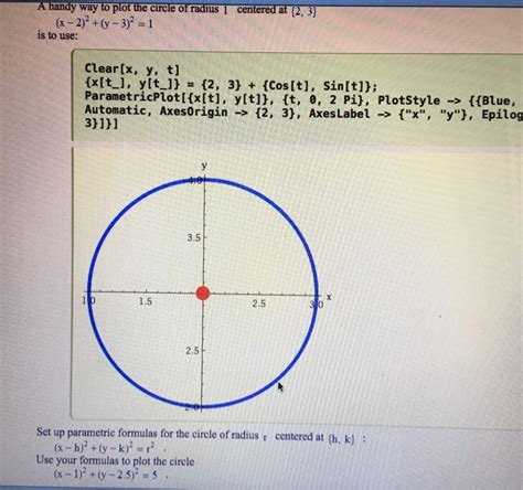 Solved Set Up A Parametric Formula For Circle Of Radius R Chegg