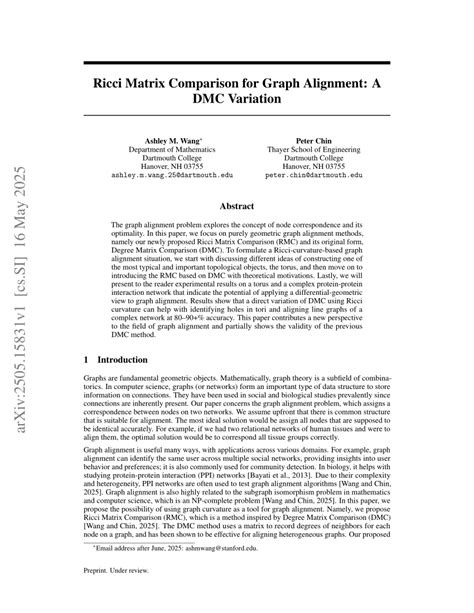 Pdf Ricci Matrix Comparison For Graph Alignment A Dmc Variation