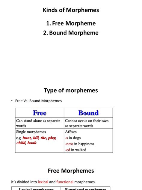 Free Morpheme Types