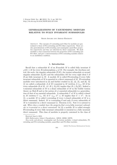 Pdf Generalizations Of T Extending Modules Relative To Fully