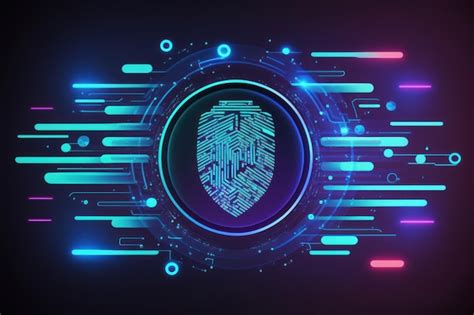 Premium Photo Futuristic Cyber Security With Neon Background And Fingerprint Scanning