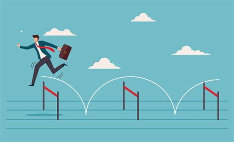 성공 결단력 및 진보 개념을 달성하기 위해 장애물을 뛰어 넘는 사업가 비즈니스 금융 또는 경력 성장 테마에 적합 개발에 대한 스톡 벡터 아트 및 기타 이미지 Istock