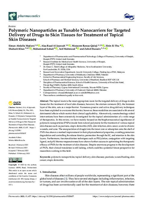 Pdf Polymeric Nanoparticles As Tunable Nanocarriers For Targeted Delivery Of Drugs To Skin
