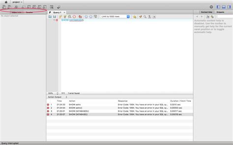 mysql workbench left navigator panel missing on mac stack overflow