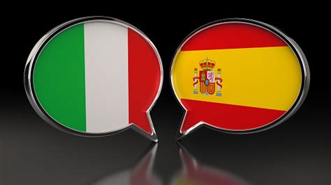 연설 거품으로 이탈리아와 스페인 플래그입니다 3 차원 일러스트 레이 션 0명에 대한 스톡 사진 및 기타 이미지 0명 3차원