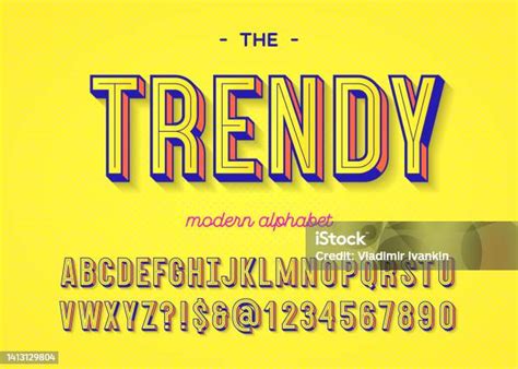 글꼴 유행 다채로운 3d 인쇄 술 Sans Serif 스타일 T 셔츠 프로 모션에 대 한 3차원 형태에 대한 스톡 벡터 아트 및 기타 이미지 3차원 형태 개체 그룹