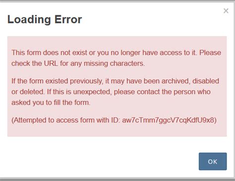 Loading Error This Form Does Not Exist Or You No Longer Have Access To