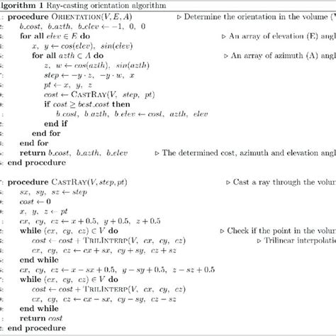 Alg 1 The Pseudo Code Of The Ray Casting Method Download