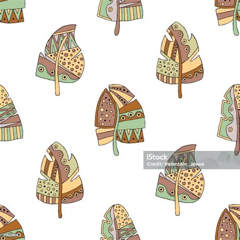 벡터 손 그려진된 완벽 한 패턴 장식 양식된 유치 깃털 나무의 모양에서 낙서 스타일 부족 그래픽 그림입니다 장식 귀여운 손 그림 낙서 패턴의 시리즈 스튜디오 촬영에 대한