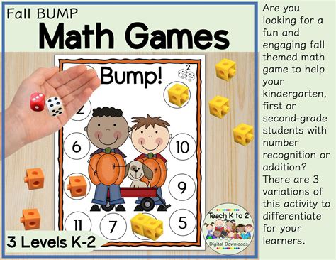 Bump Math Games For Number Id And Addition To 12 Or 18 Differentiated For Kindergarten First
