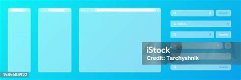 다양한 검색 창 템플릿이 있는 빈 투명한 인터넷 브라우저 창 검색 상자 주소 표시줄 및 텍스트 필드가 있는 웹 사이트 엔진 Ui