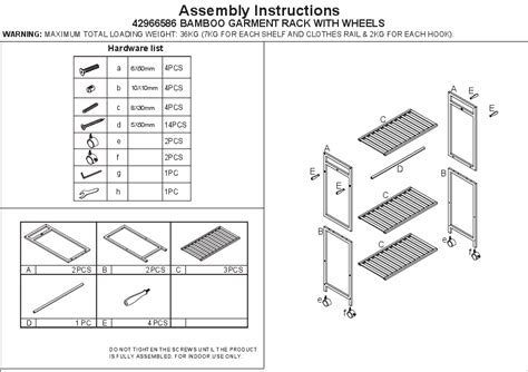 Kmart Assembly Instructions For Bamboo Garment Rack With Wheels