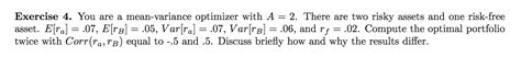 Solved Exercise 4 You Are A Mean Variance Optimizer With A